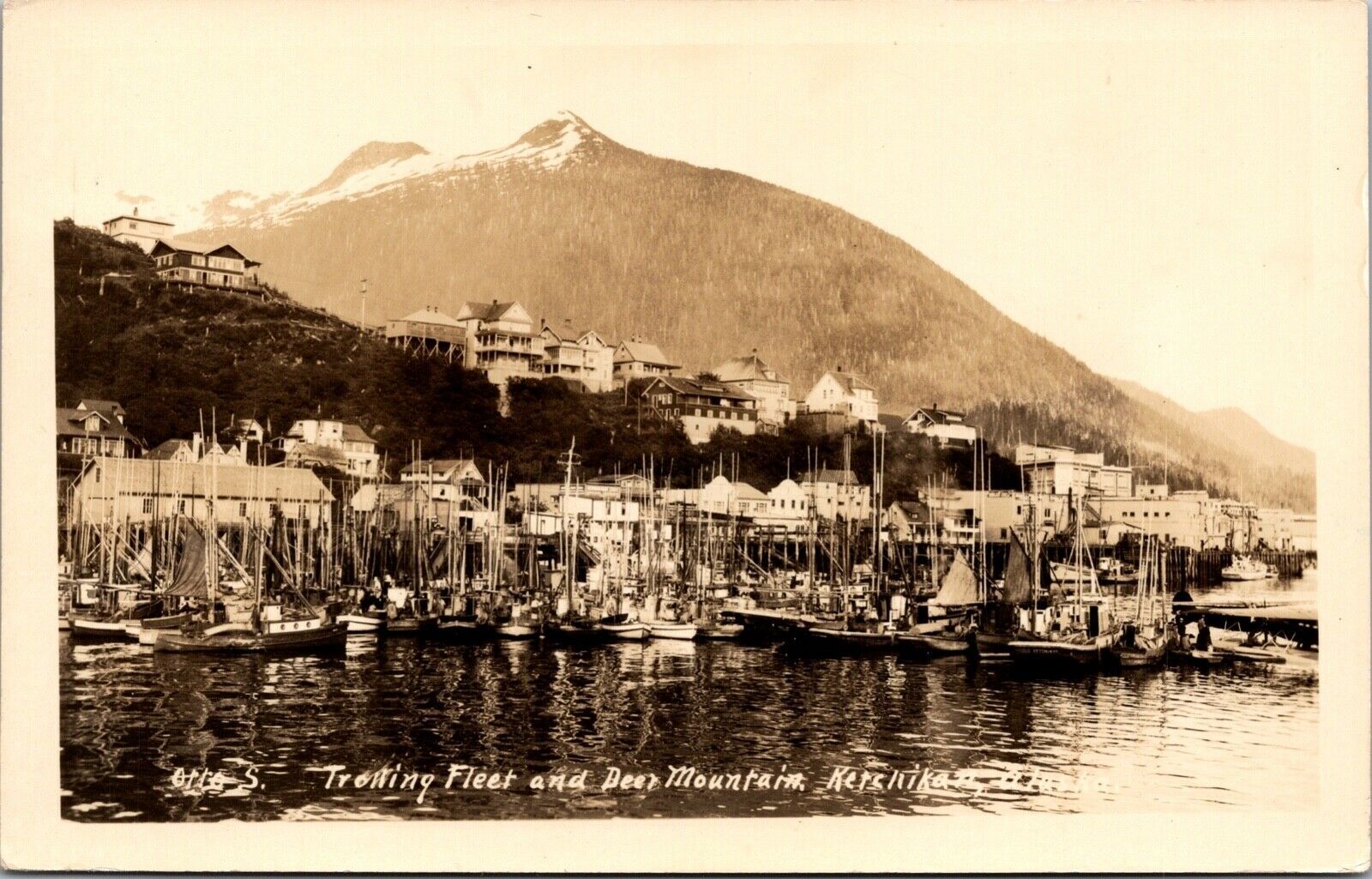 Real Photo Postcard Trolling Fleet and Deer Mountain Ketchikan, Alaska ...