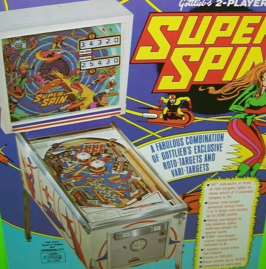 Super Spin Pinball FLYER Original Artwork Sheet Space Age Fantasy 1976 ...