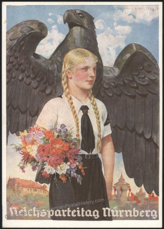 3rd Reich Germany Reichsparteitag 1937 BDM Hitler Youth Girl Hoffmann ...