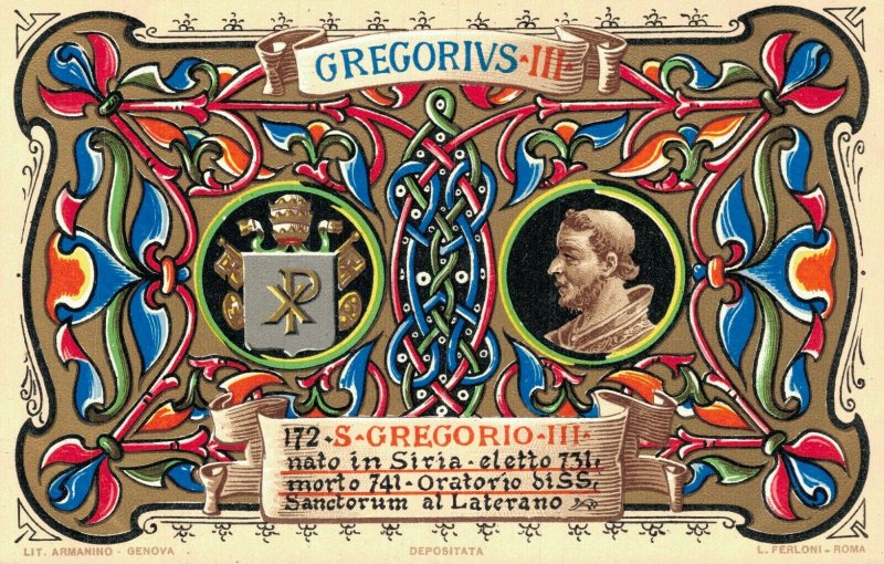 Religion The Vatican City Art Postcard Pope S Gregorio III (Gregory) 05 ...