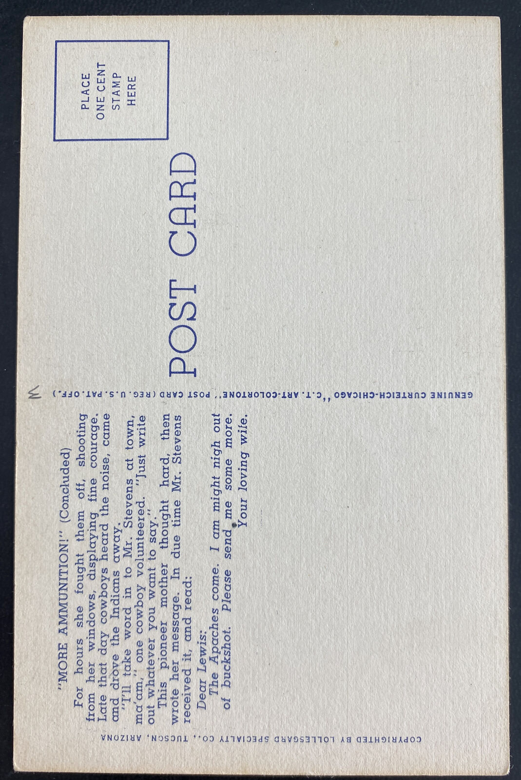 Mint USA Picture Postcard True Stores From Greater West More Ammunition ...