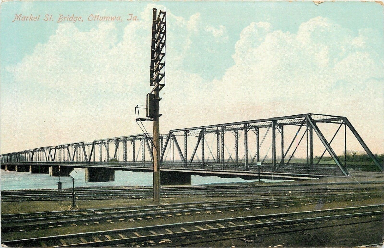 Ottumwa Iowa~Market Street Bridge~Railroad Tracks~Power Box~1908 ...
