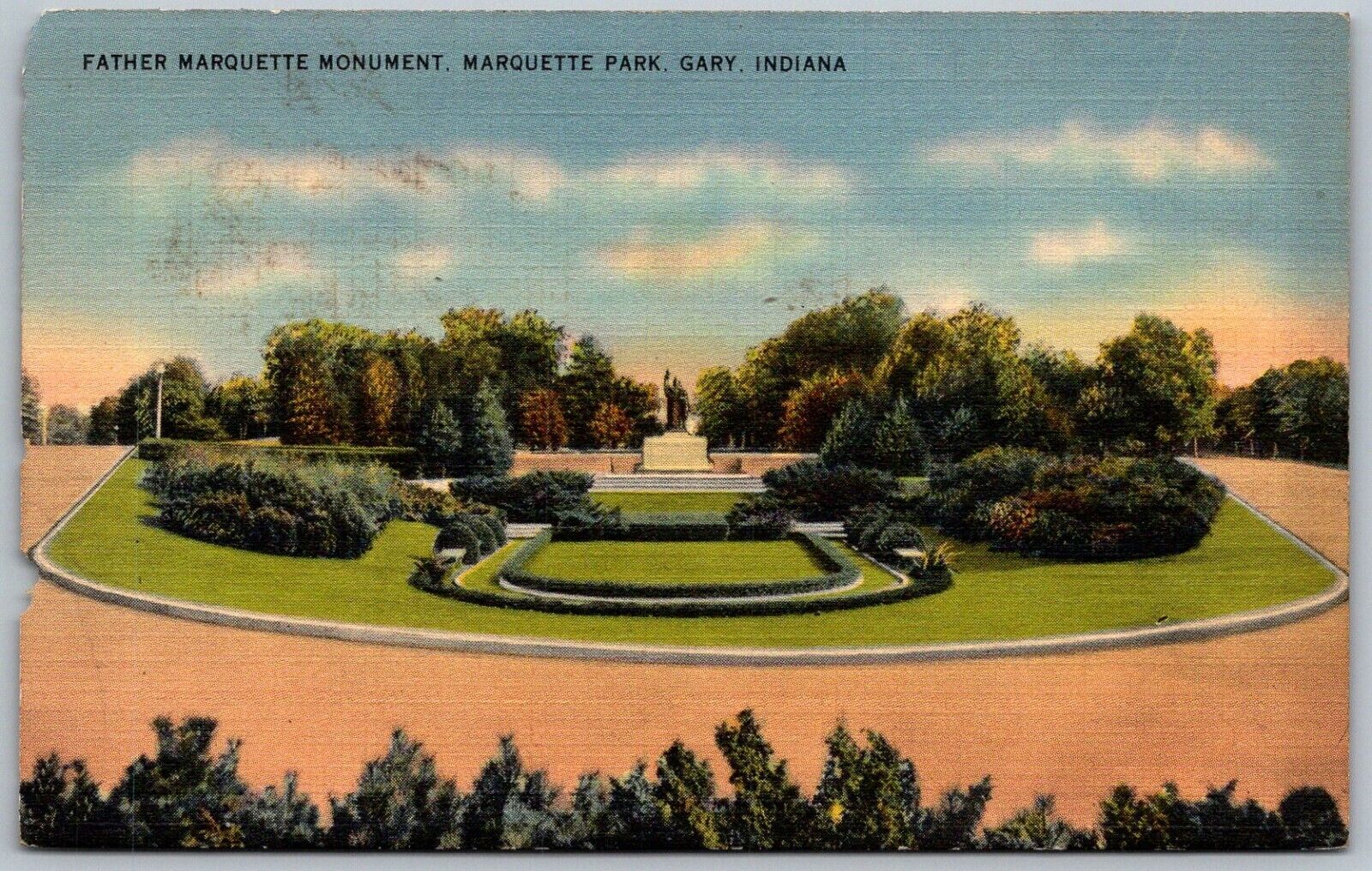 Gary Indiana 1940s Postcard Father Marquette Monument Park | Asia ...