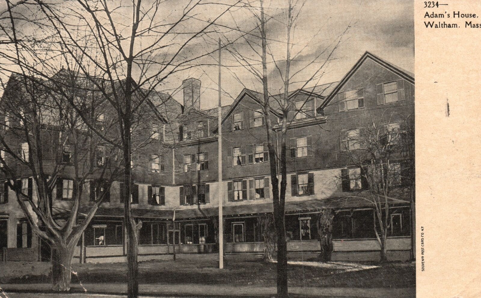 Vintage Postcard 1908 Grand Historic Adam's House Waltham Massachusetts ...