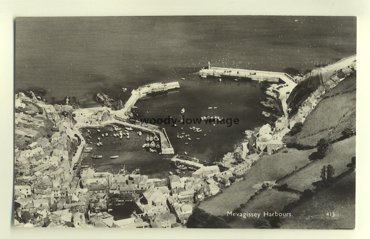 tp5673- Cornwall - Aerial View of Mevagissey Harbour and Town ...