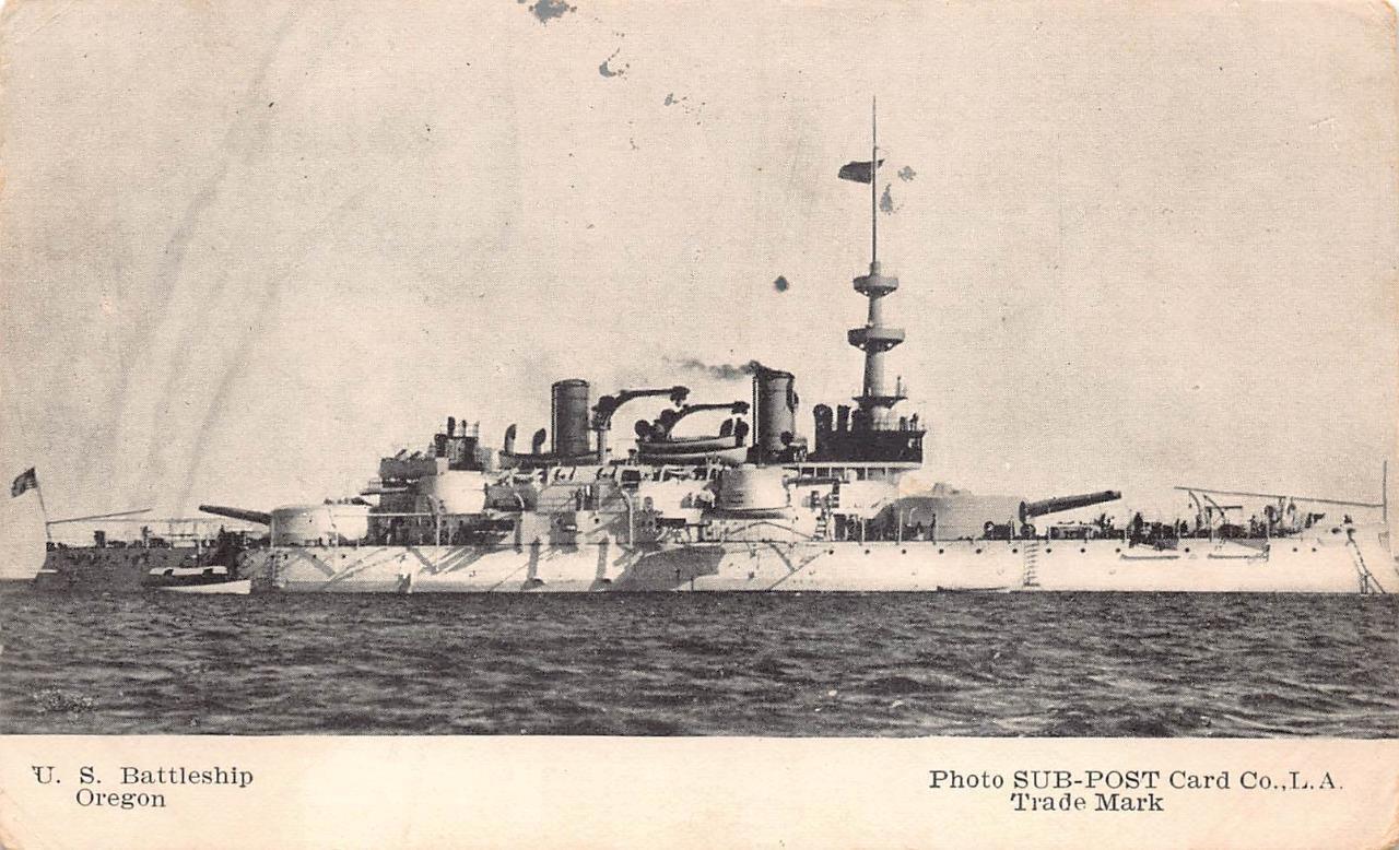 U.S. Battleship Oregon Ship Great White Fleet Sub-Post Card Postcard ...