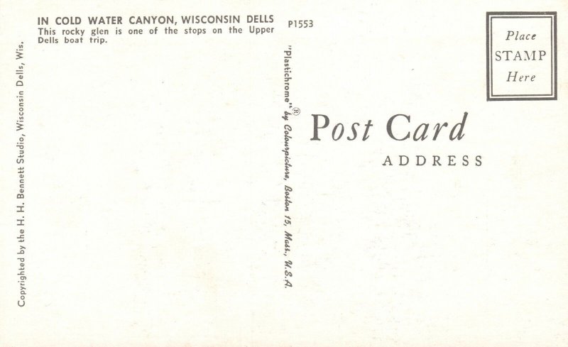 Vintage Postcard Rocky Glen In Cold Water Canyon Wisconsin Dells ...