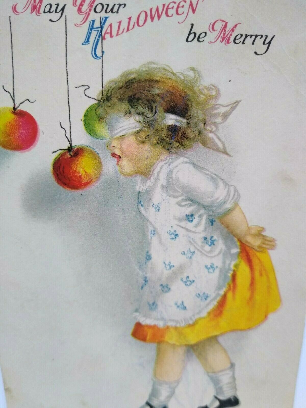 Vintage Halloween Postcard Ellen Clapsaddle Wolf Series 31 Little Girl ...