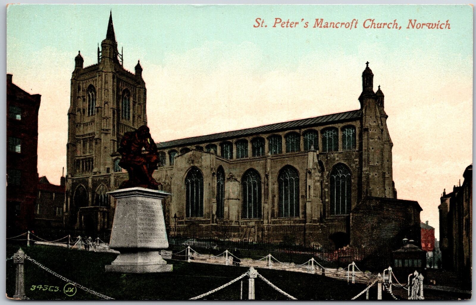 St. Peter's Mancroft Chirch Norwich England Monument Statue Postcard ...