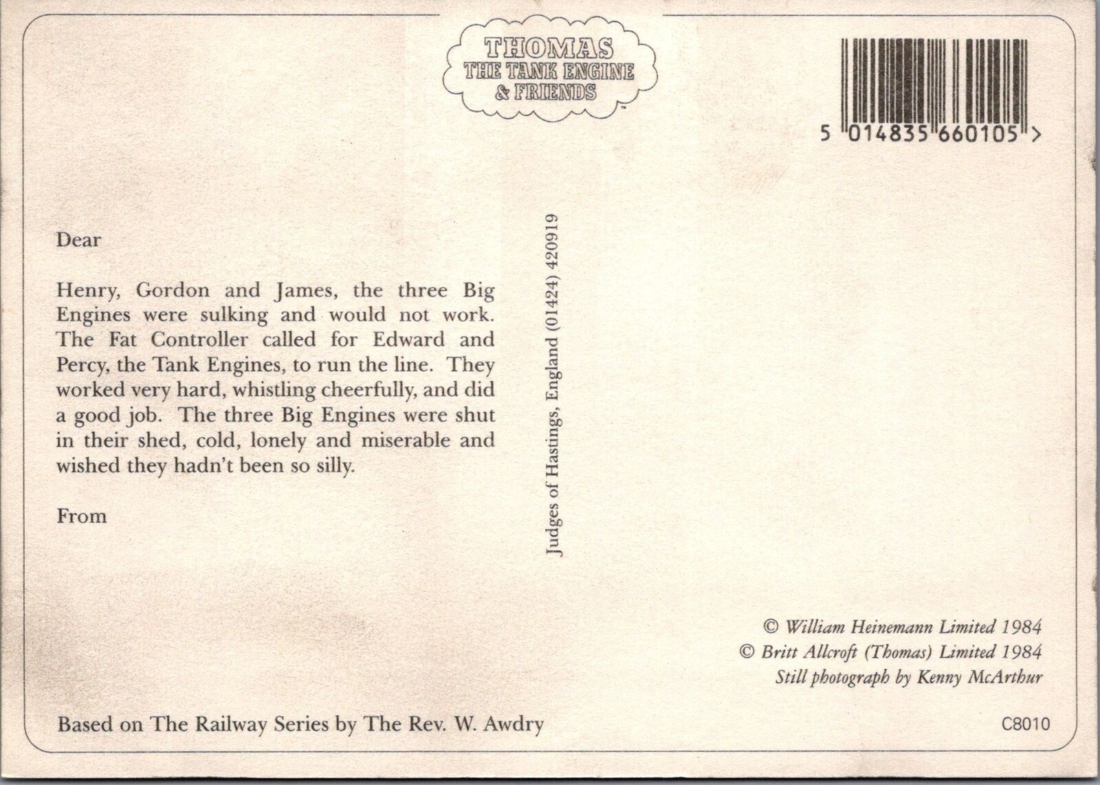 Children's TV Postcard - Thomas The Tank Engine and Friends Animation ...