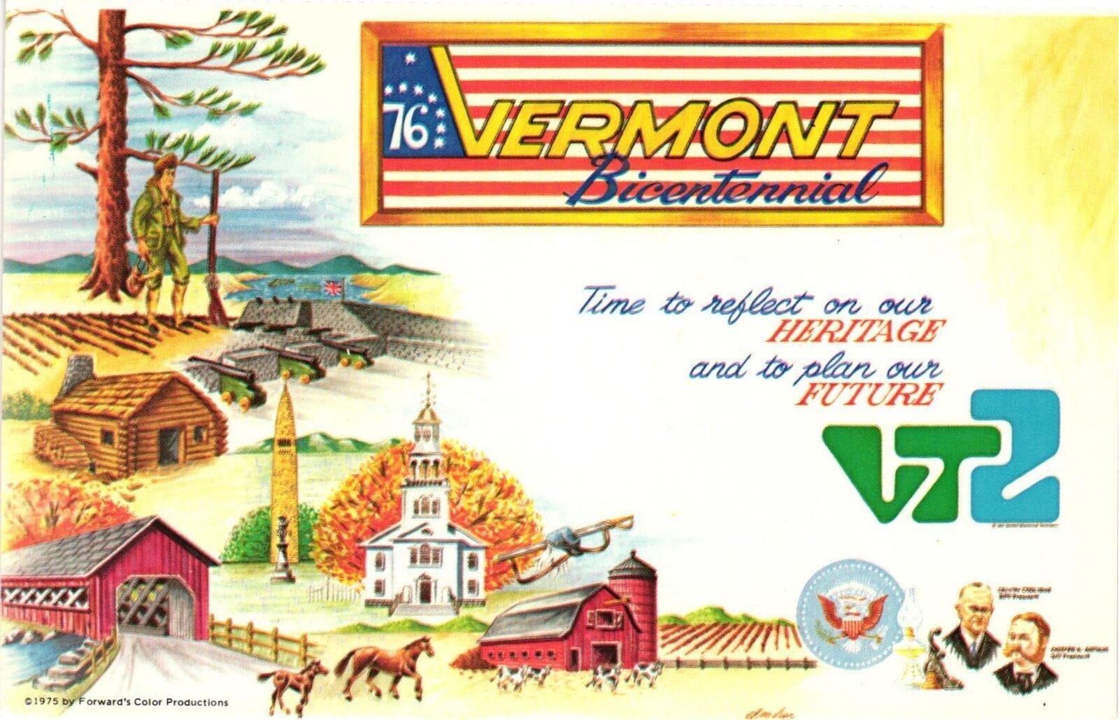 Vintage Postcard- Attractions, Vermont Bicentennial, Time to reflect ...