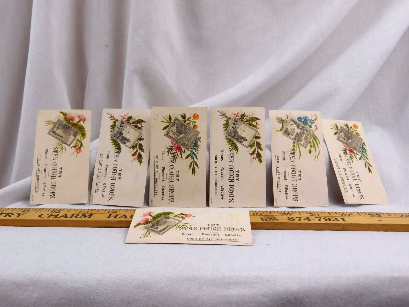 Lot of 7 Victorian Trade Cards Star Cough Drops Kenyon Potter & Co F43 ...
