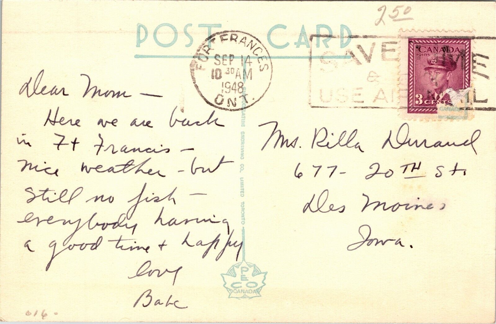 Postcard ON Fort Frances Scott Street Drug Store Water Tower Old Cars ...