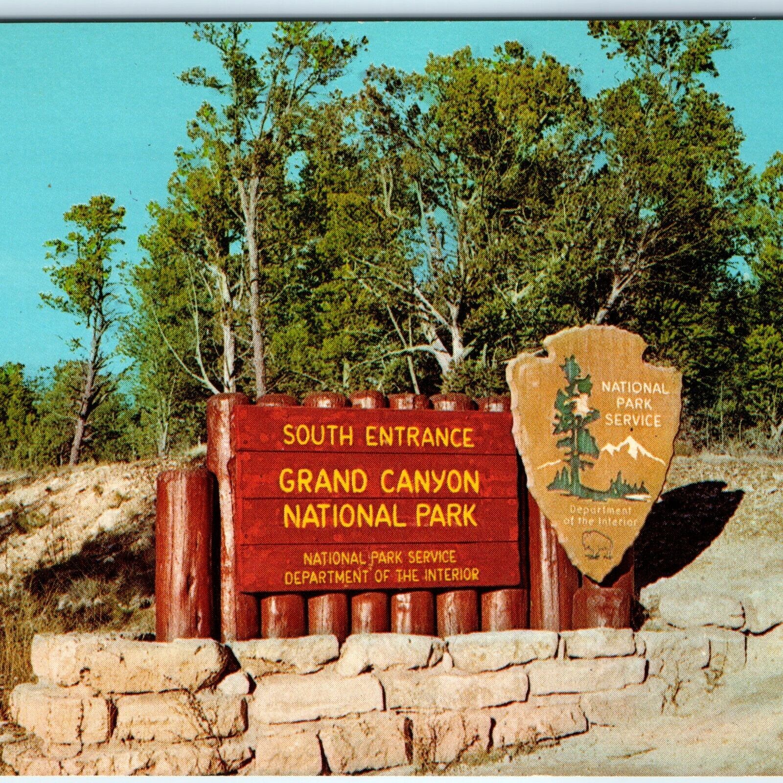 c1960s Cameron, AZ Grand Canyon Park South Entrance Gate Sign Chrome PC ...