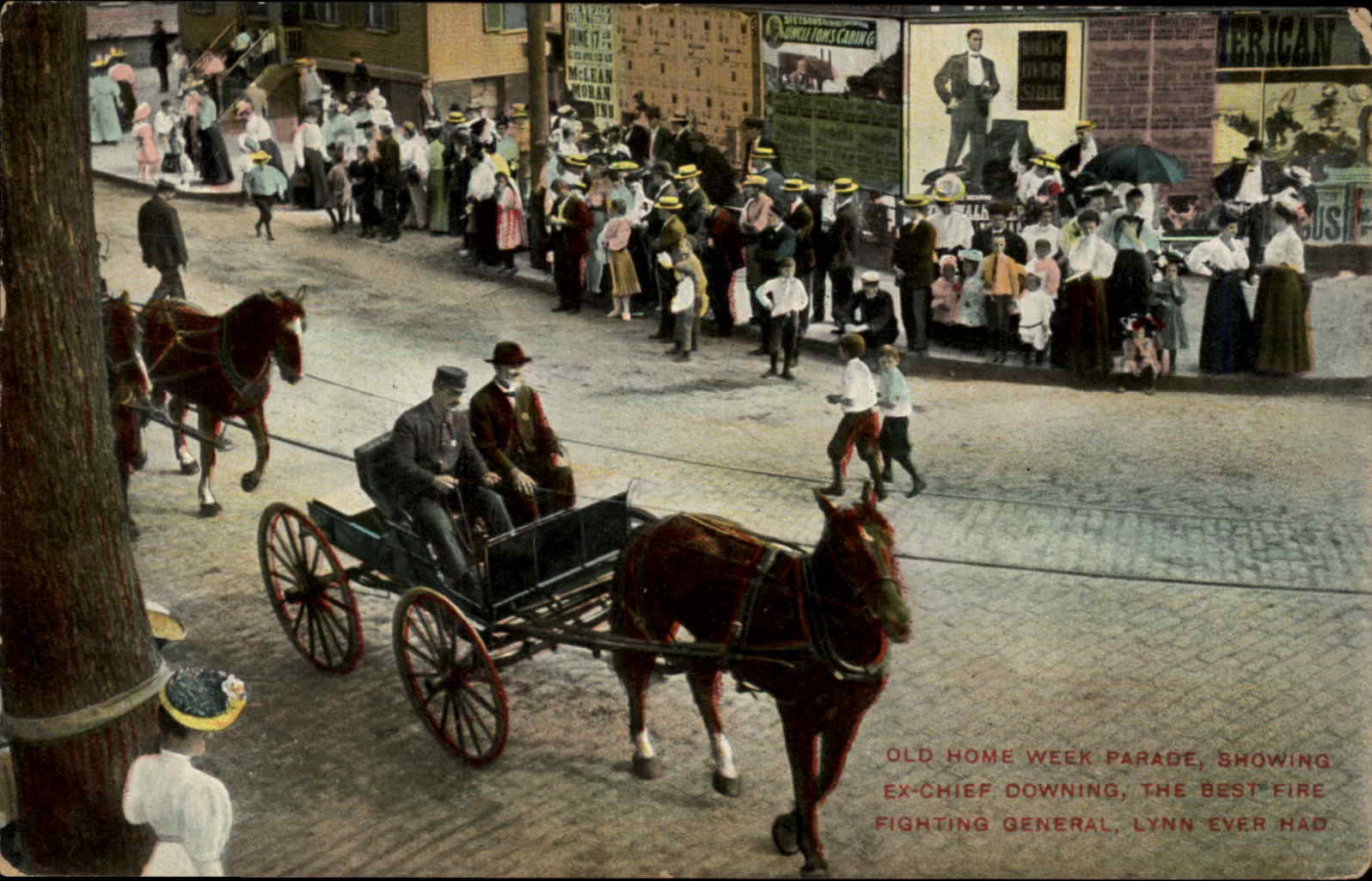 Lynn Massachusetts MA Old Home Week Parade Fire Chief Downing c1910 PC ...