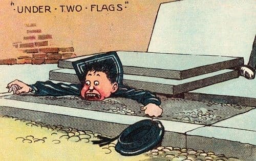 RAF War Navy Military Army Officer Stuck In Cement Pavement Flag Comic ...