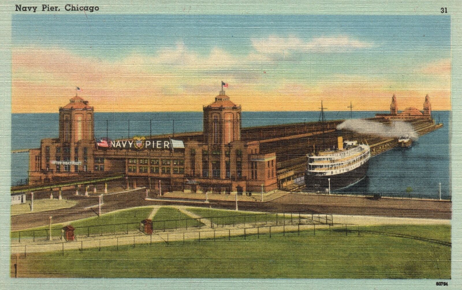 Chicago Illinois, Navy Pier Modern Docks & Steamship Facility, Vintage ...