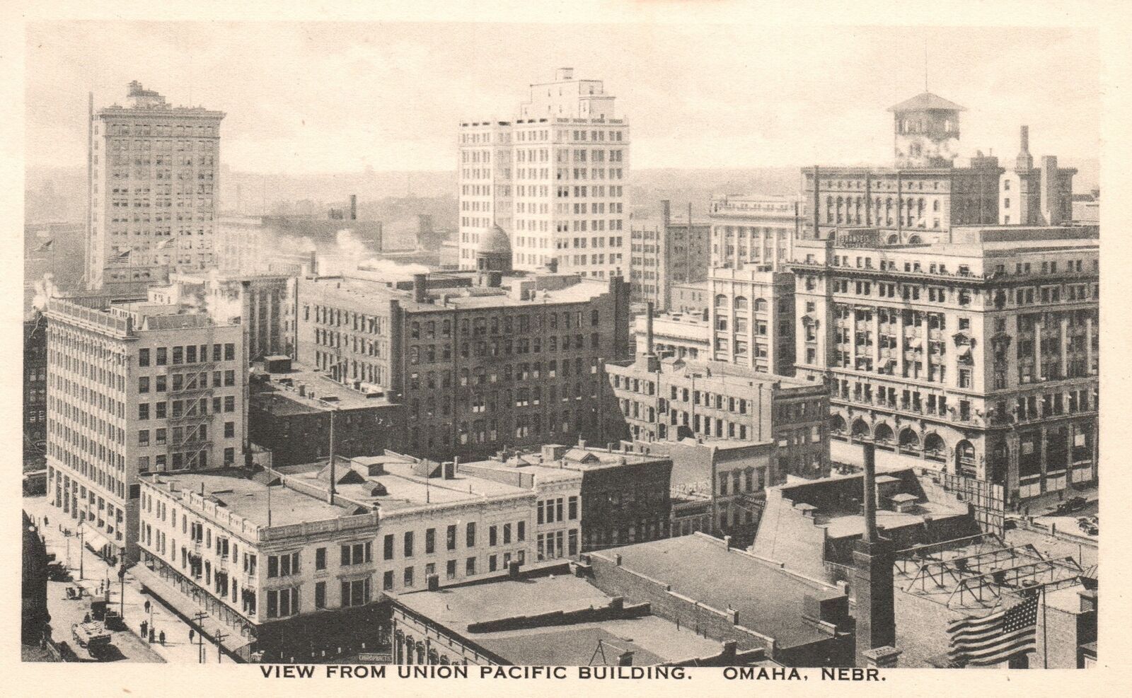 Vintage Postcard 1920's View From Union Pacific Building Omaha Nebraska ...