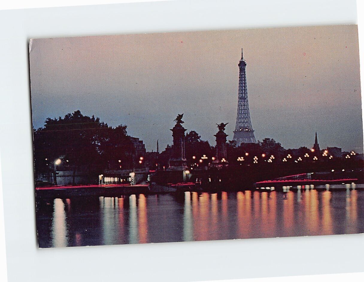 Postcard View of the Eiffel Tower at night, Paris, France | Europe ...