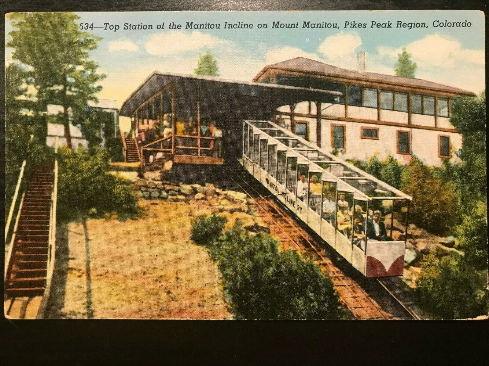 Vintage Postcard 1945 Top Station Manitou Incline Mount Manitou Pikes ...