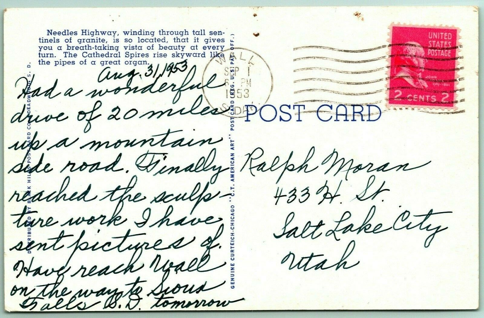 Sentinel Rock Custer State Park South Dakota SD Chrome Postcard H11 ...