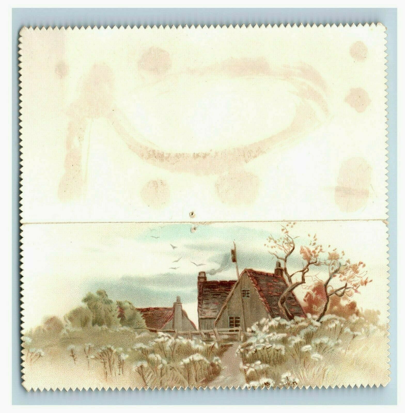 1880s-90s Victorian New Year's Folder Card Cottage Scene P220 ...