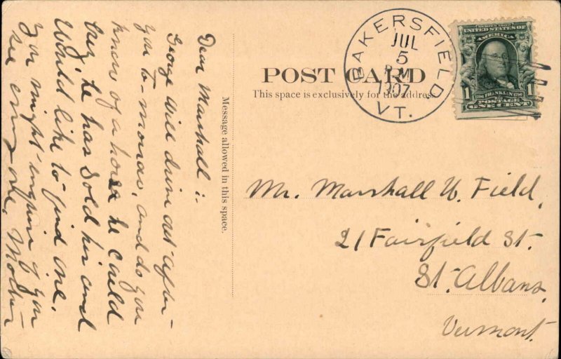 Bakersfield Vermont VT Park Bird's Eye View c1910 Vintage Postcard ...