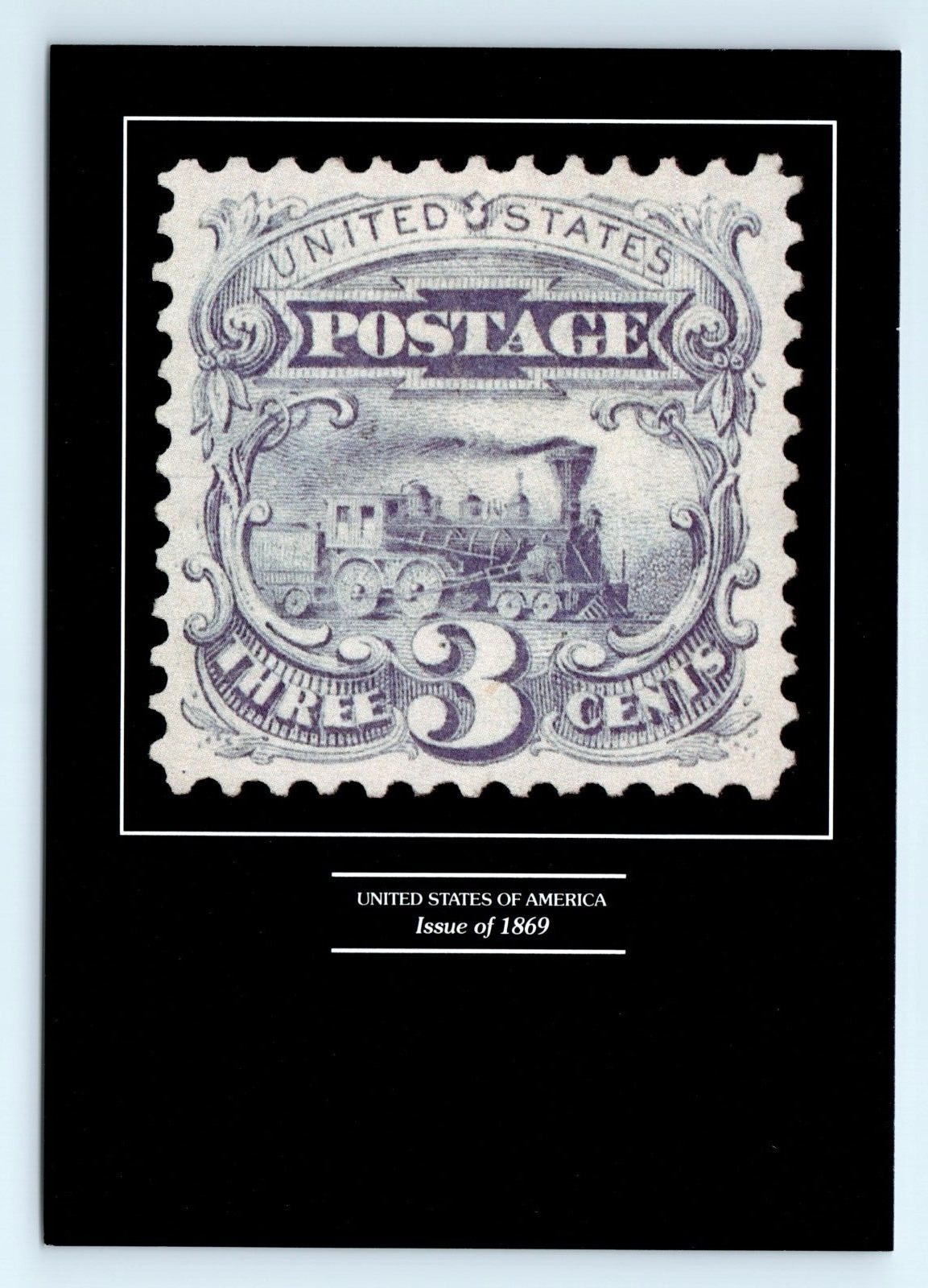 1869 Three Cent Postage Stamp Locomotive Train Postcard | Other ...