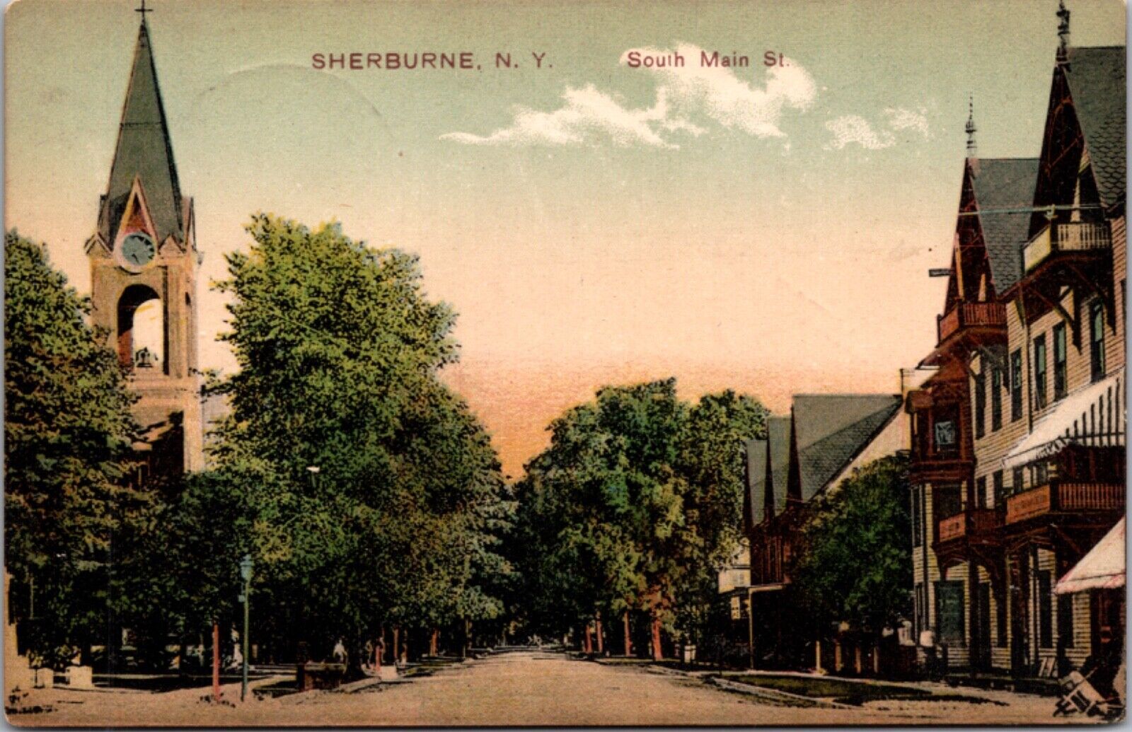 Postcard South Main Street in Sherburne, New York | United States - New ...