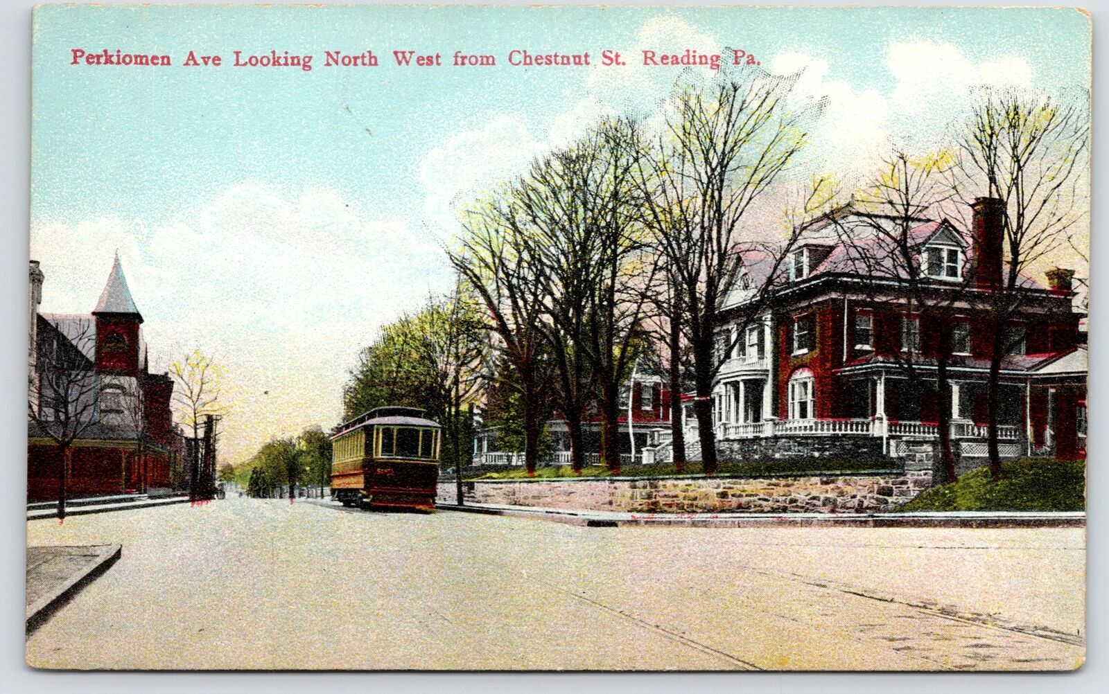 Reading PA~Trolley Passes Old Church (Now Residence)~Big American ...