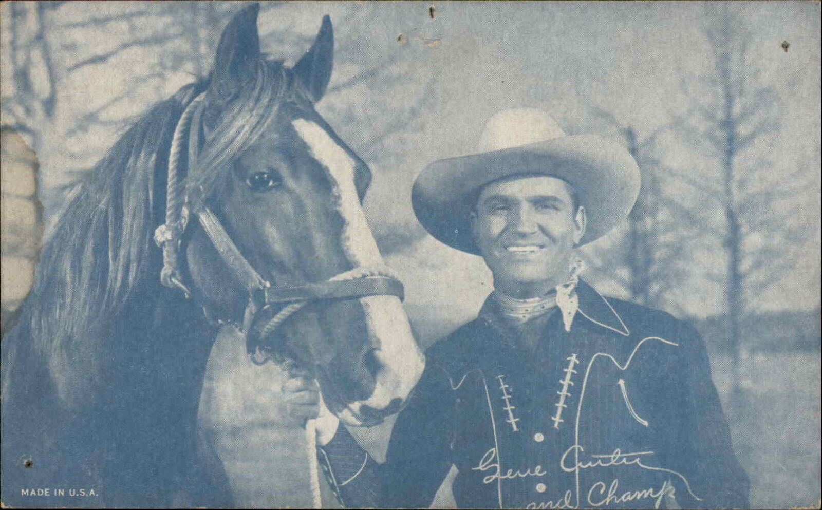 Mutoscope Movie Star Gene Carter Cowboy Actor with Horse Vintage ...