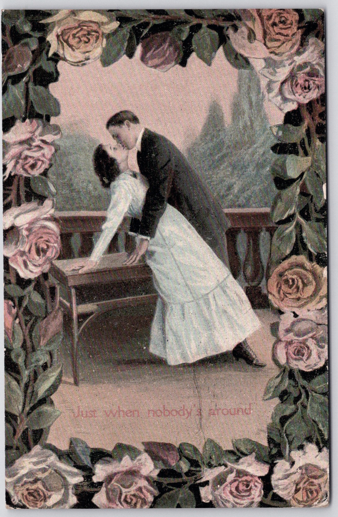 Postcard Early 1900s Man Woman Couple Kissing Hugging Love Romance ...