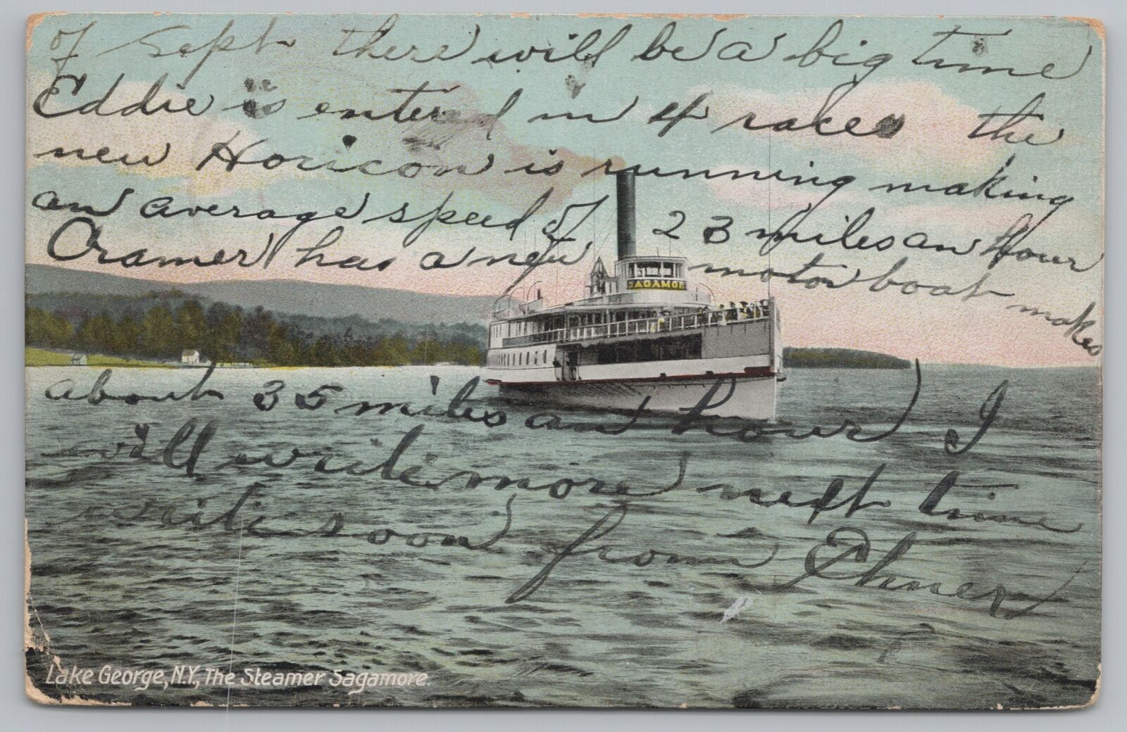 Lake George New York~The Steamer Sagamore~PM 1911~Vintage Postcard ...