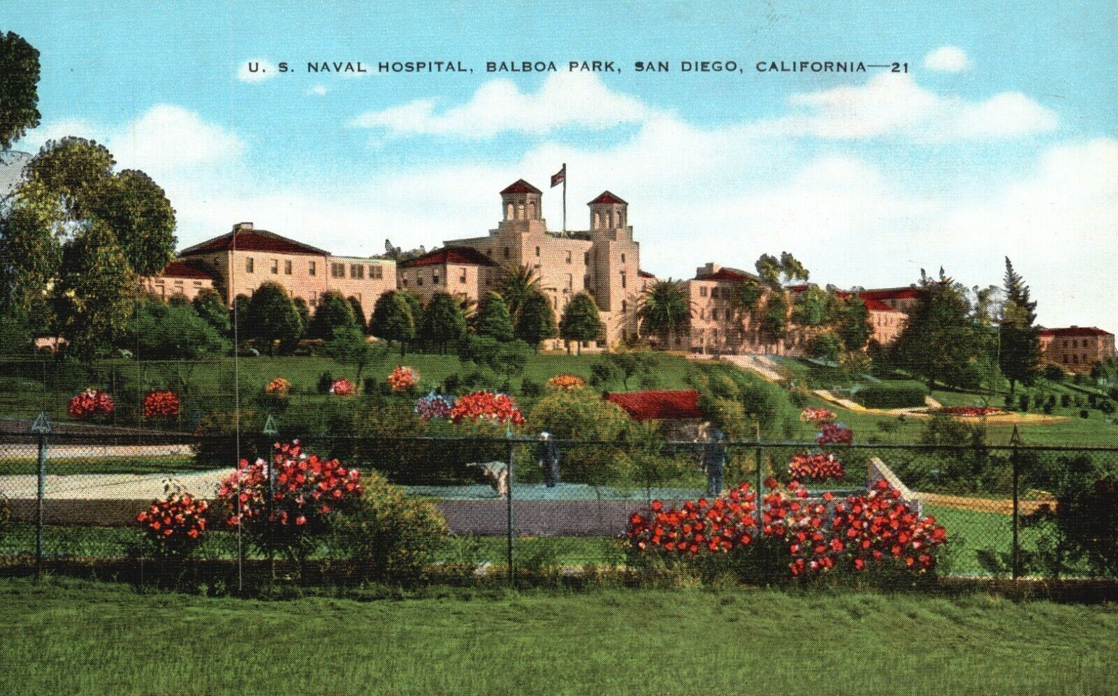 Vintage Postcard 1930's US Naval Hospital Balboa Park San Diego CA ...