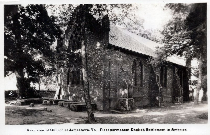 Vintage Postcard Rear View of Jamestown Church First Permanent ...