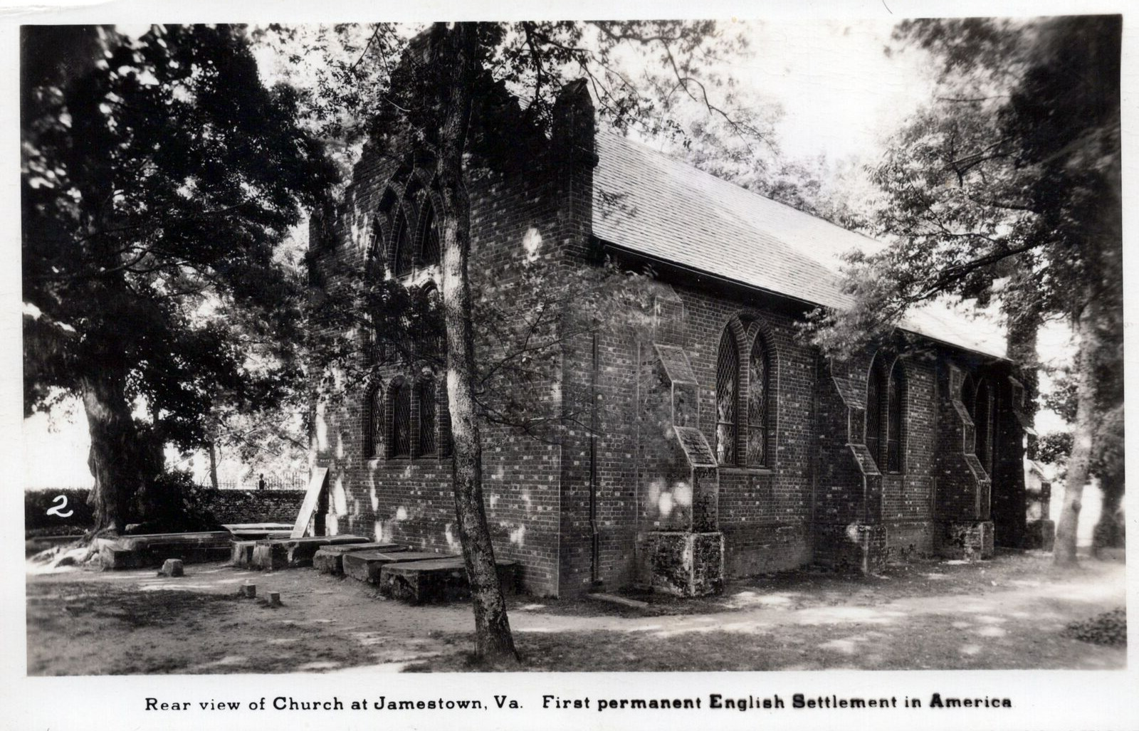 Vintage Postcard Rear View of Jamestown Church First Permanent ...