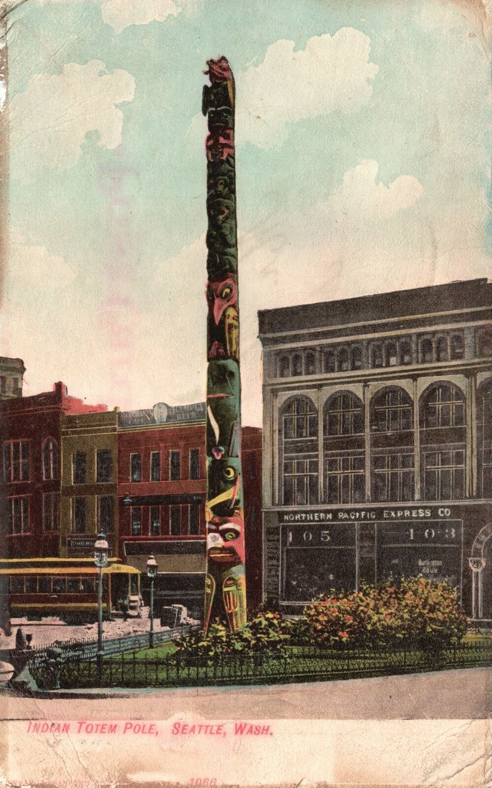Vintage Postcard 1907 Indian Totem Pole Buildings Landmark Seattle ...