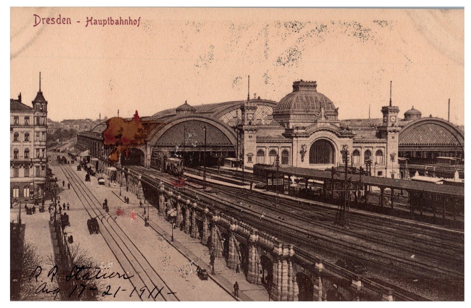 Dresden Hauptbahnhof Train Station Vintage Postcard Paul Heine Germany ...