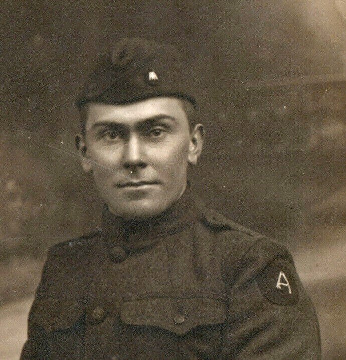 WWI US 3rd Army Shoulder Cap Disk Soldier Patch Cap Insignia Rppc ...