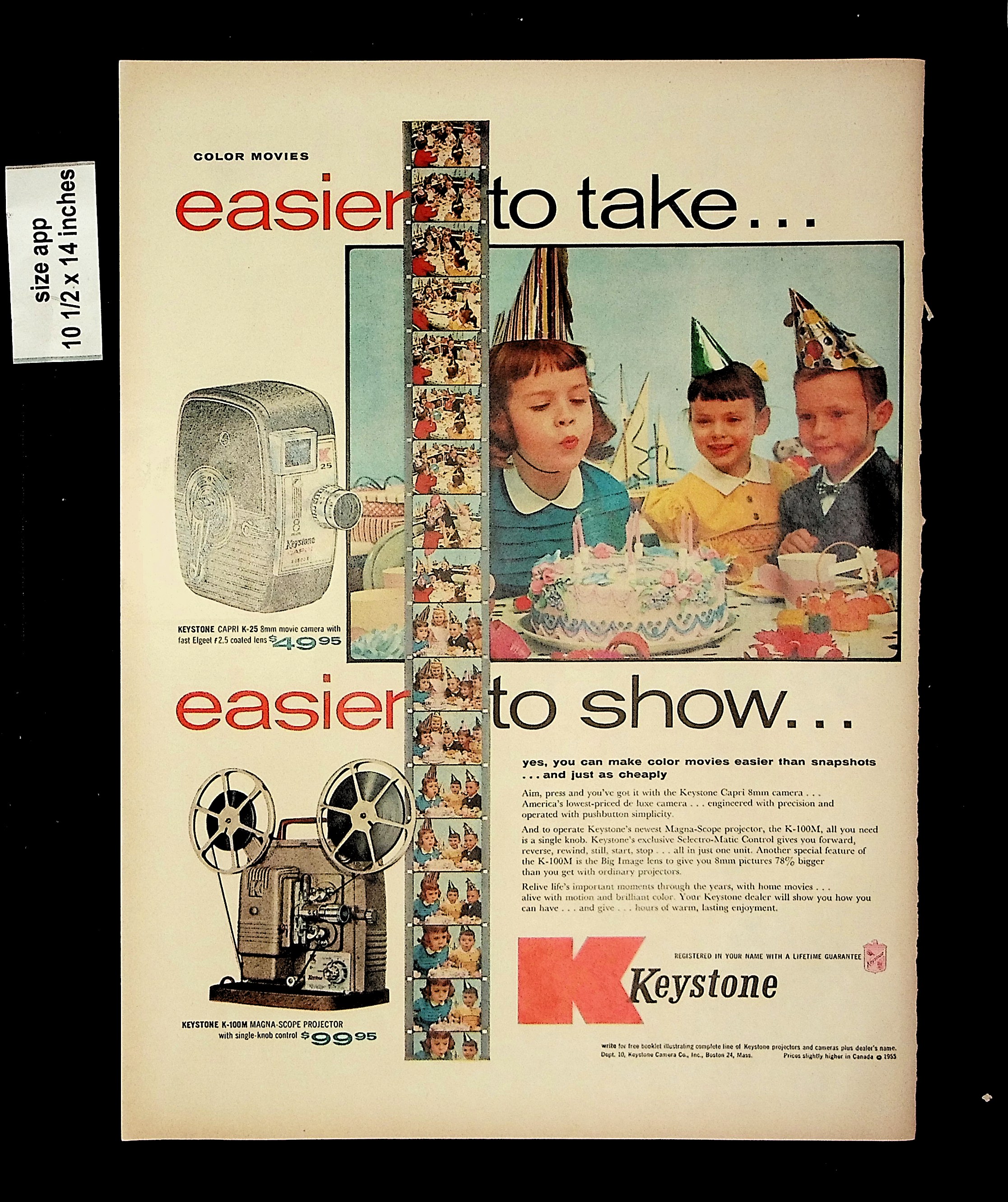 1955 Keystone Easier to Take Movie Projector Vintage Print Ads 9468 ...