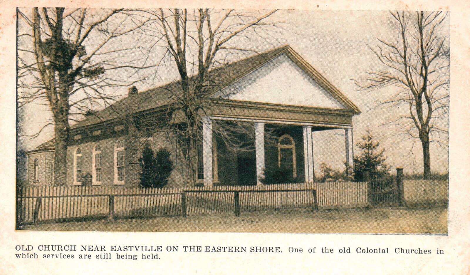 Vintage Postcard Old Church Near Eastville Eastern Shore Old Colonial ...