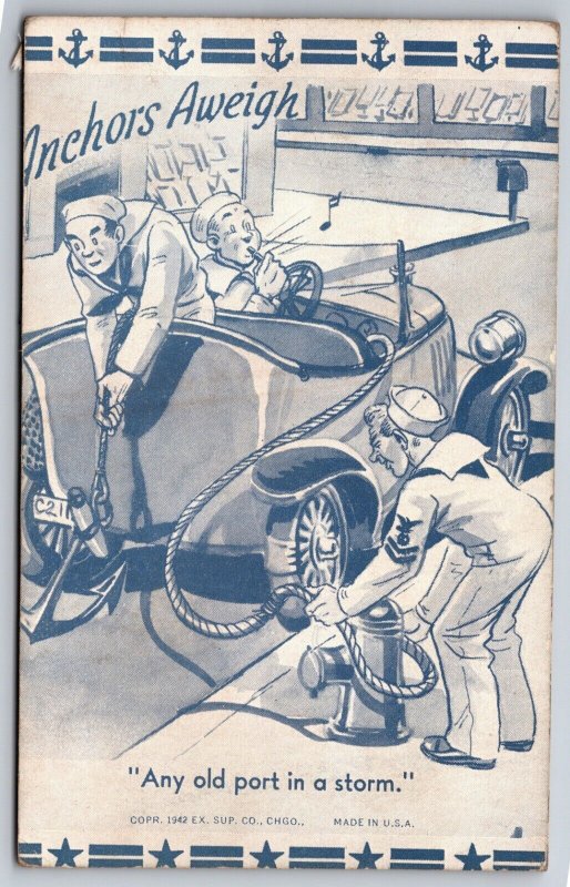 1940s Comic Arcade Card Ex Sup Co WWII Navy Anchors Aweigh Hoyle ...