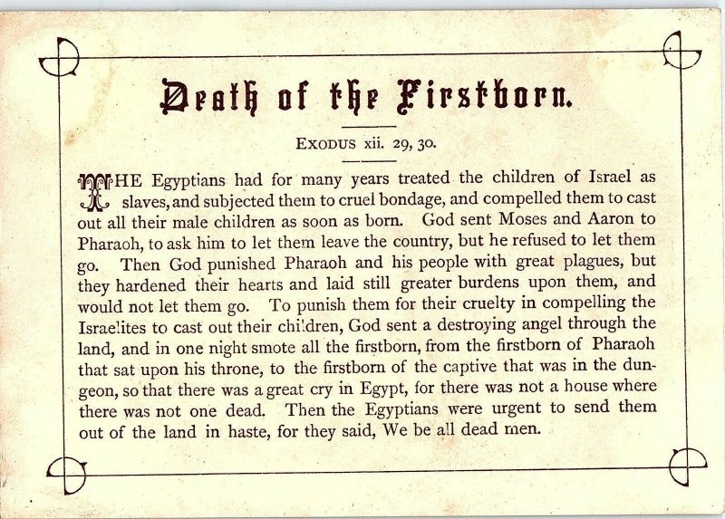 1880's FAB Marcus Ward Death of the Firstborn Victorian Card P129 ...