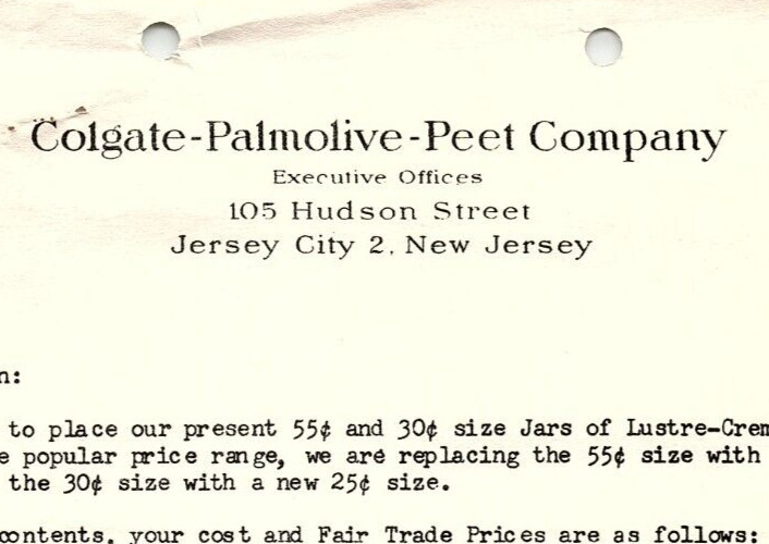 1940s Colgate-Palmolive-Peet Company Jersey City NJ Price List Billhead ...