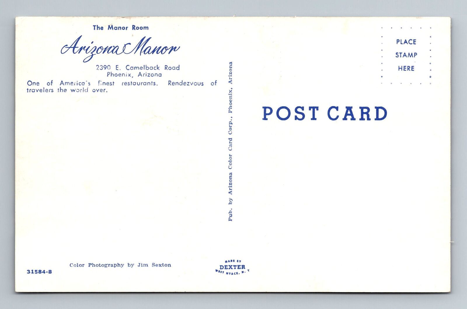 Phoenix AZ-Arizona, Arizona Manor Manor Room, Vintage Postcard | United ...