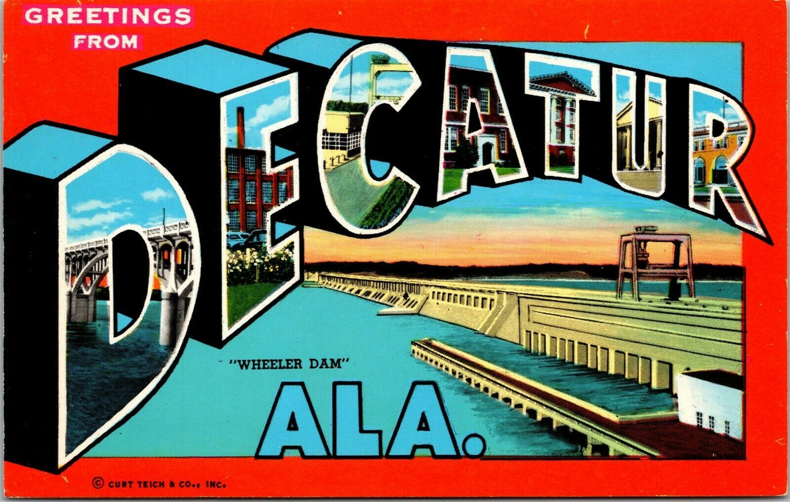 Vtg Decatur Alabama AL Large Letter Greetings from 1960s Unused Chrome ...