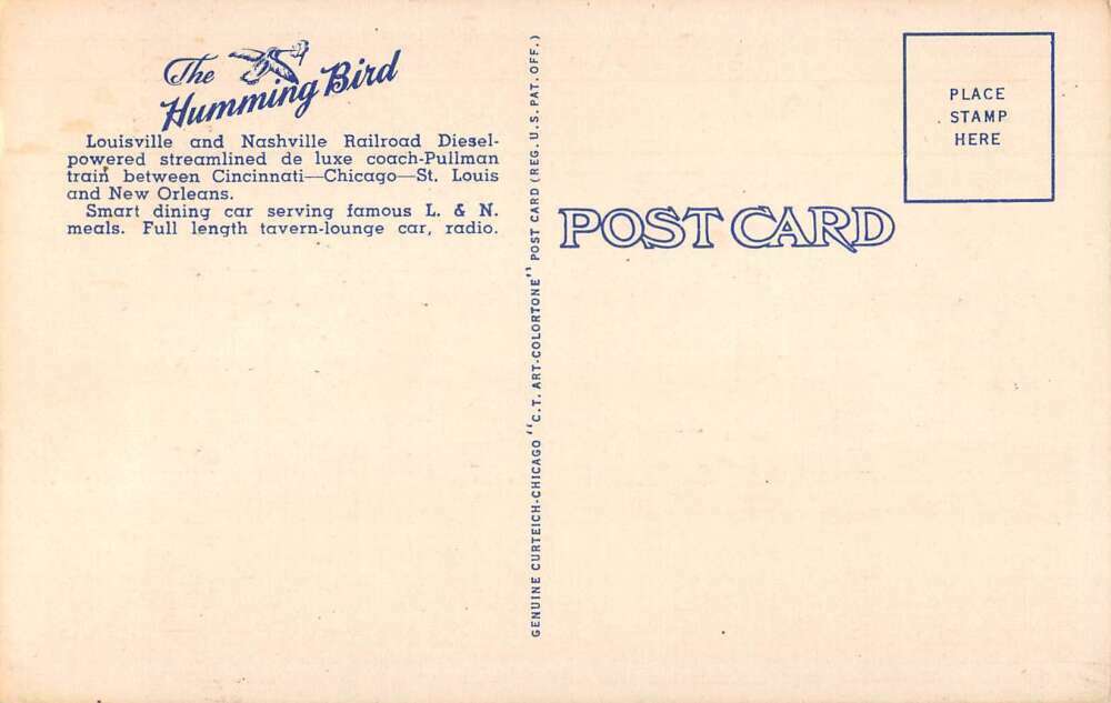 Louisville and Nashville Railroad The Humming Bird Streamliner Train PC ...
