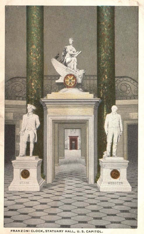 Vintage Postcard 1920's Franzoni Clock Statuary Hall U.S. Capitol ...