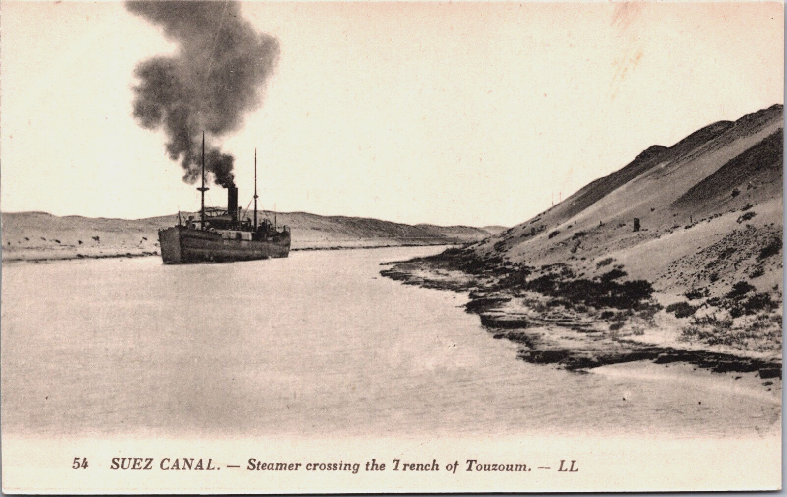 Egypt Suez Canal Streamer Crossing the Trench of Touzoum Vintage ...