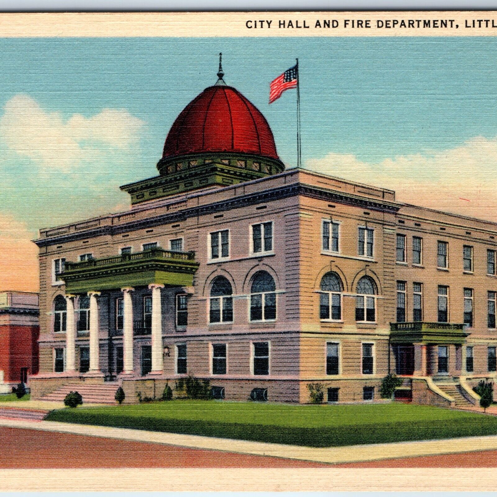 1932 Little Rock AK City Hall Fire Dept Roadside Greek Ionic Column ...